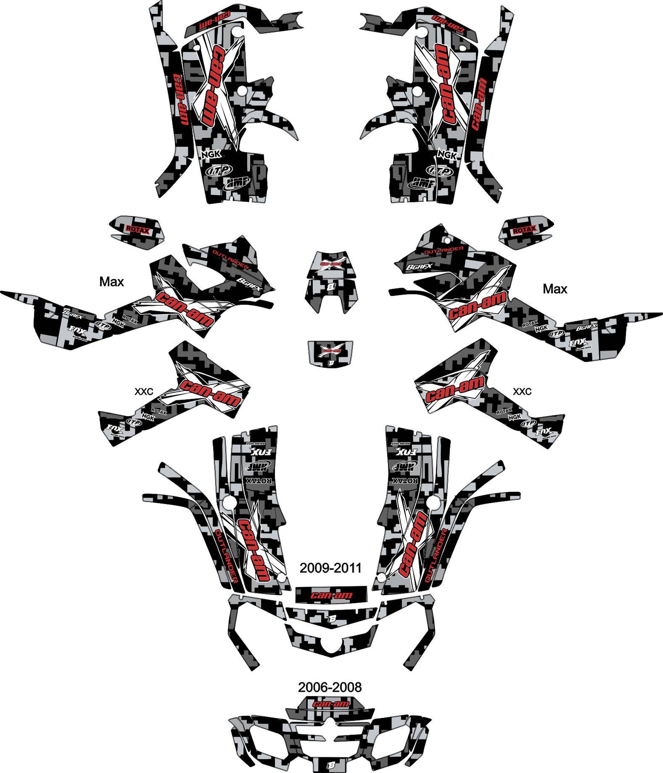 CAN-AM OUTLANDER G1 FULL GRAPHICS KIT "CAMO V1 RED" DESIGN – bling graphix