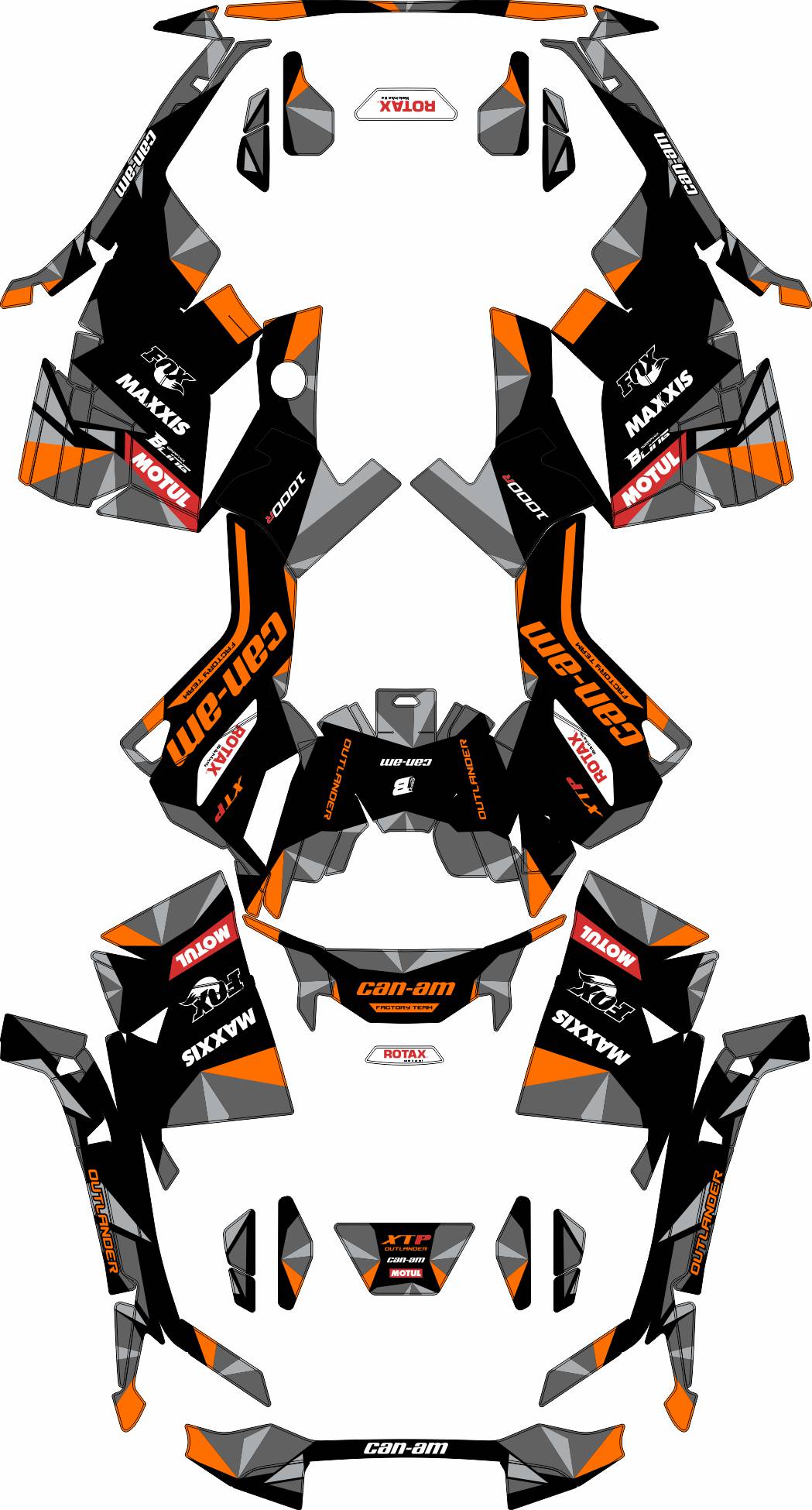 CAN-AM OUTLANDER G3 2025 FULL GRAPHICS KIT "FACT ORANGE" DESIGN – bling ...