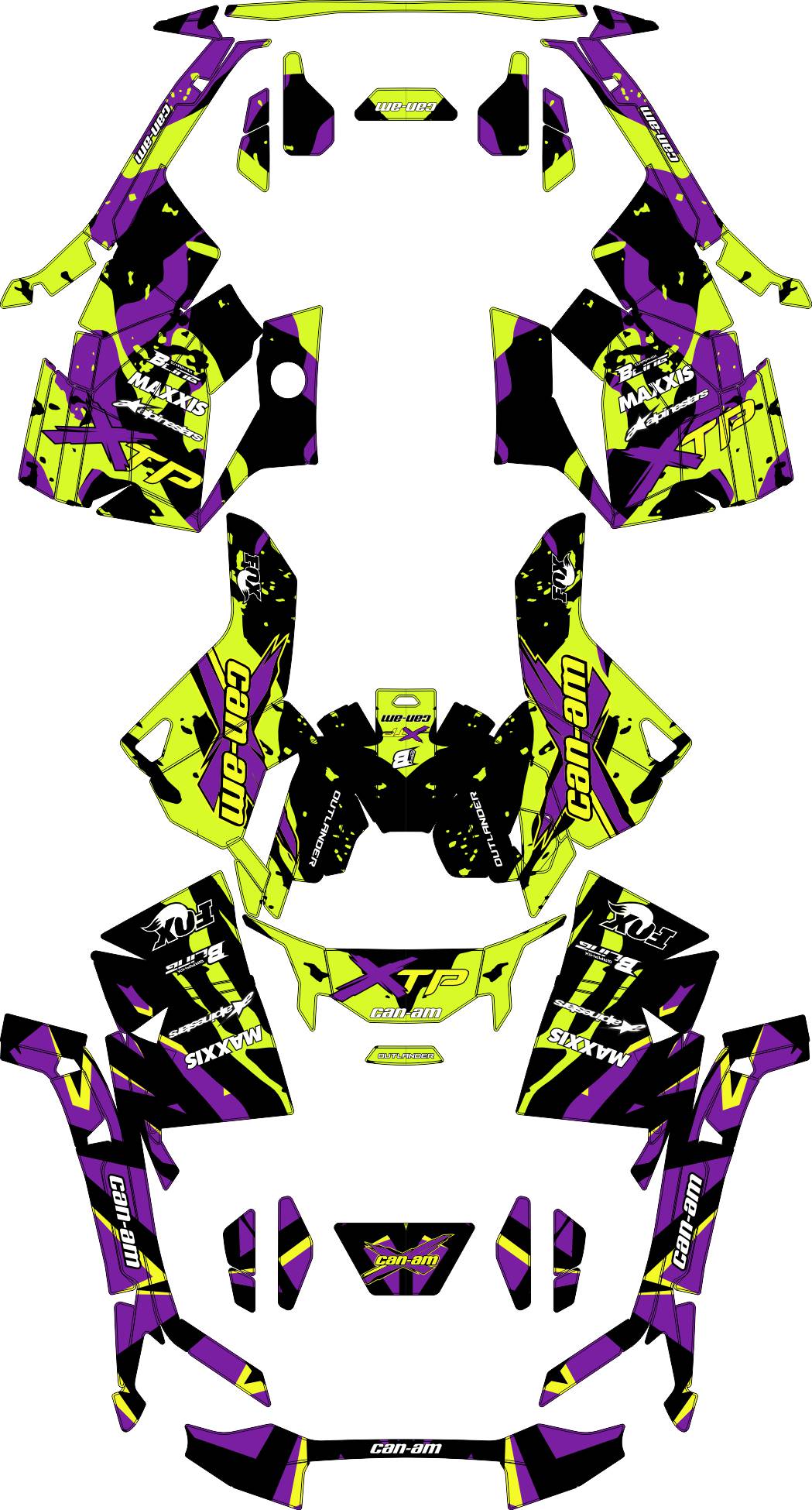 CAN-AM OUTLANDER G3 2025 FULL GRAPHICS KIT "CAMED LIME" DESIGN – bling ...