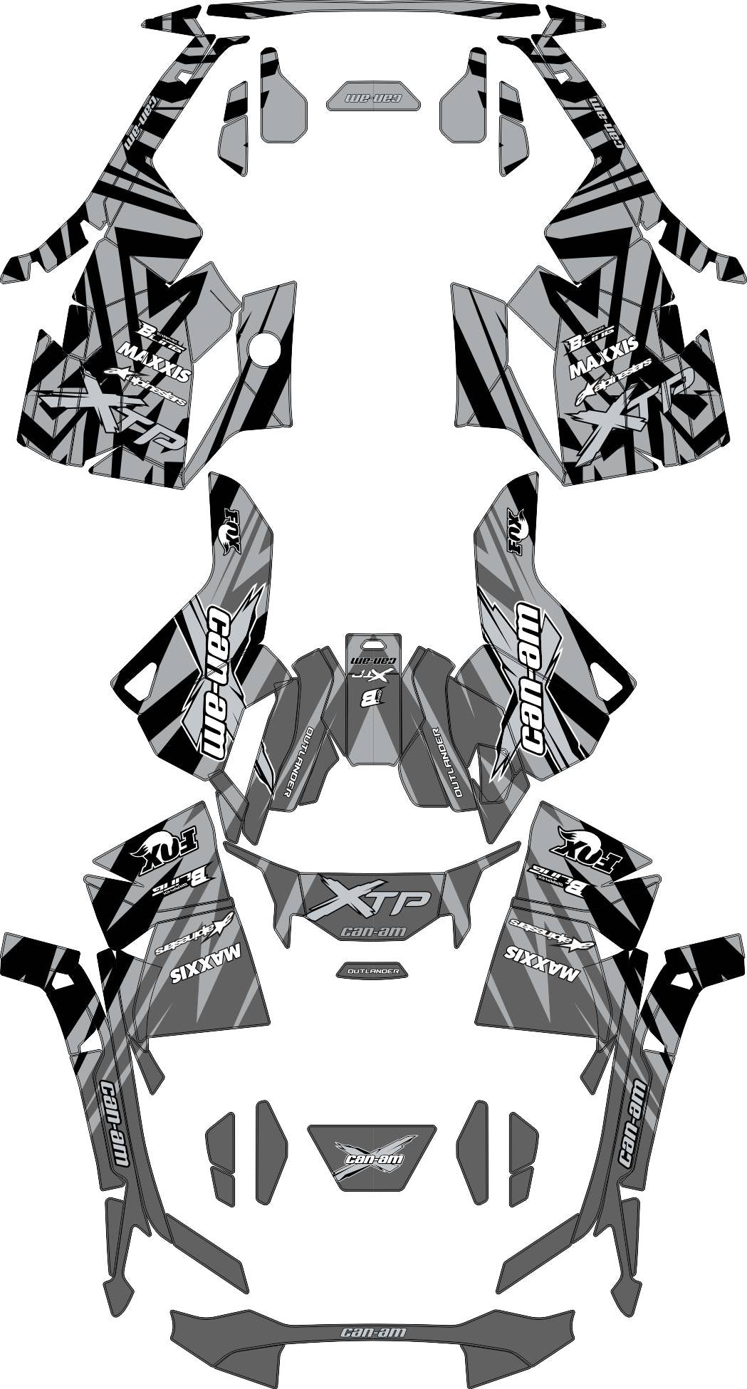 CAN-AM OUTLANDER G3 2025 FULL GRAPHICS KIT "PULSED GREY" DESIGN – bling ...
