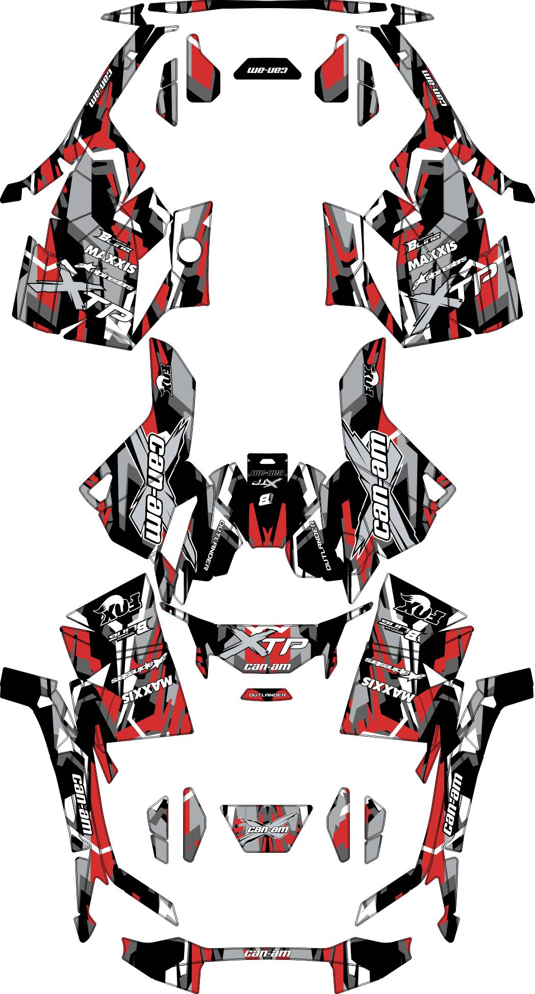 CAN-AM OUTLANDER G3 2025 FULL GRAPHICS KIT "TRANCED RED" DESIGN – bling ...