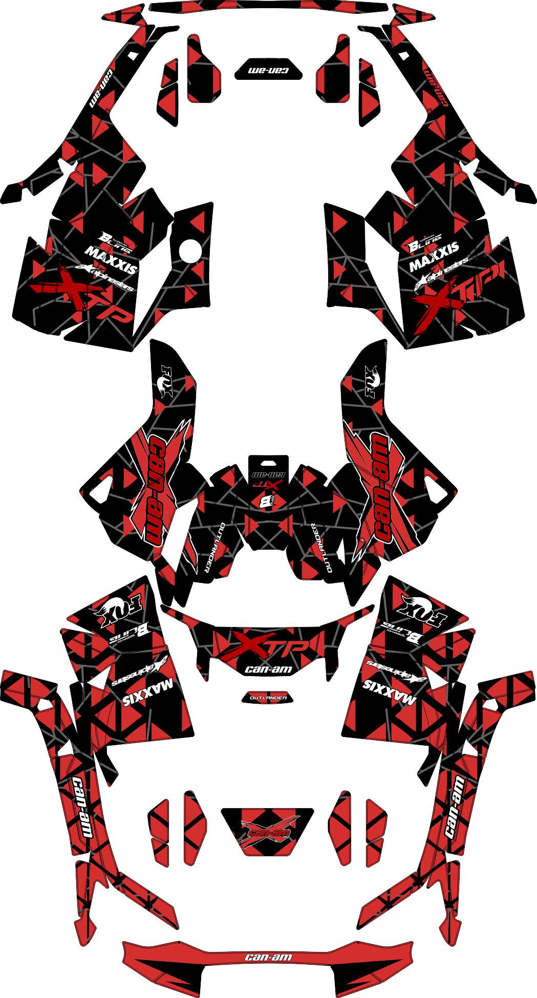 CAN-AM OUTLANDER G3 2025 FULL GRAPHICS KIT "TRINGLED RED" DESIGN ...