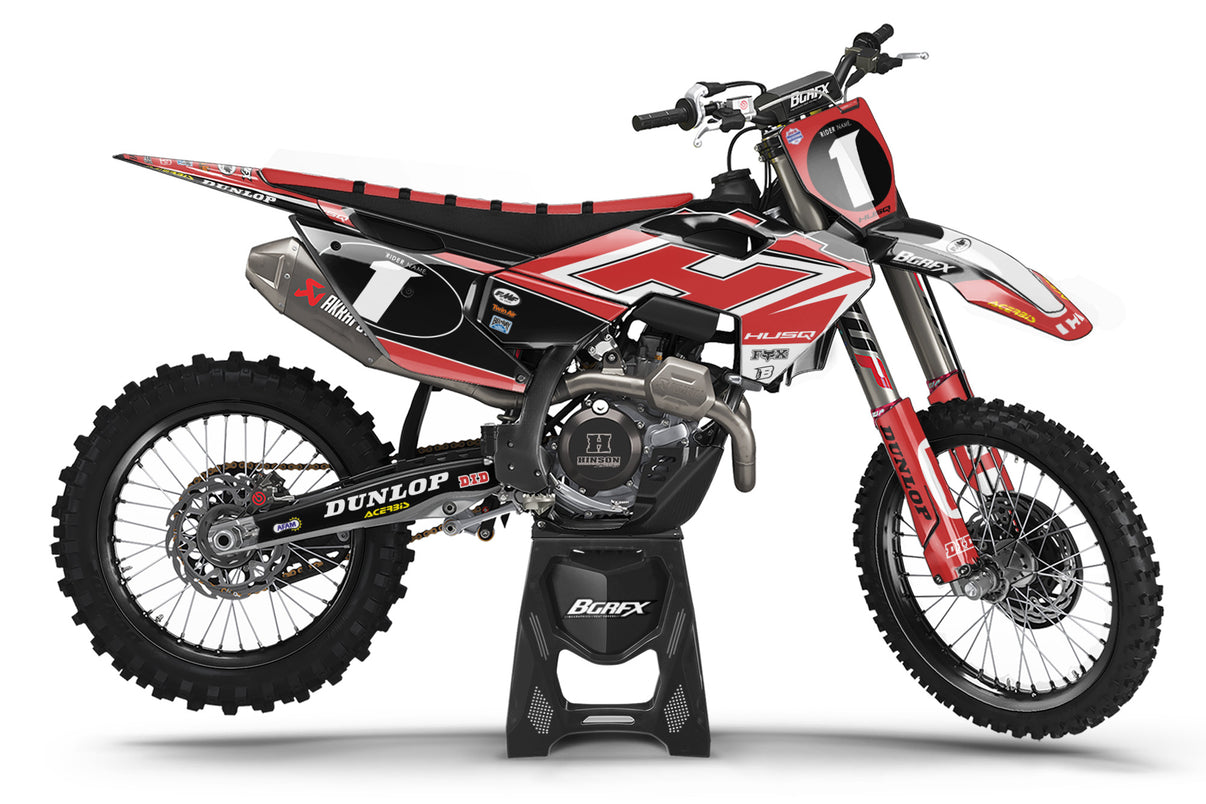 FULL GRAPHICS KIT FOR HUSQVARNA ''RETRO RED'' DESIGN – bling graphix