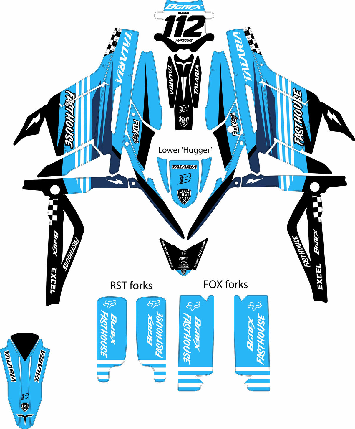 TALARIA STING FULL GRAPHICS KIT ''FINISH BLUE'' DESIGN – bling graphix