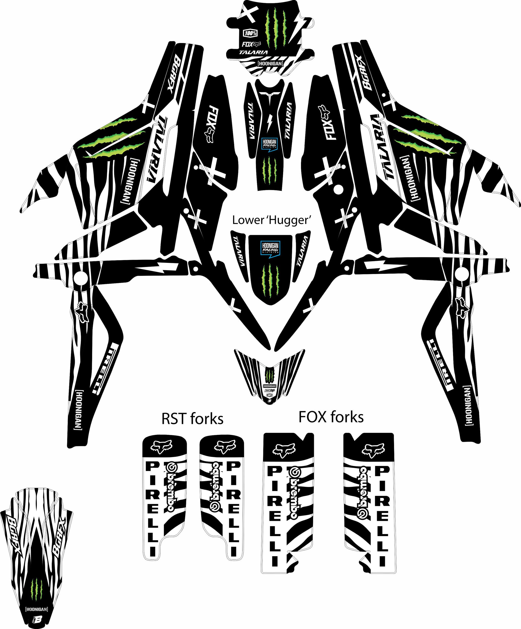 TALARIA STING FULL GRAPHICS KIT ''HOONIGAN BLACK'' DESIGN – bling graphix