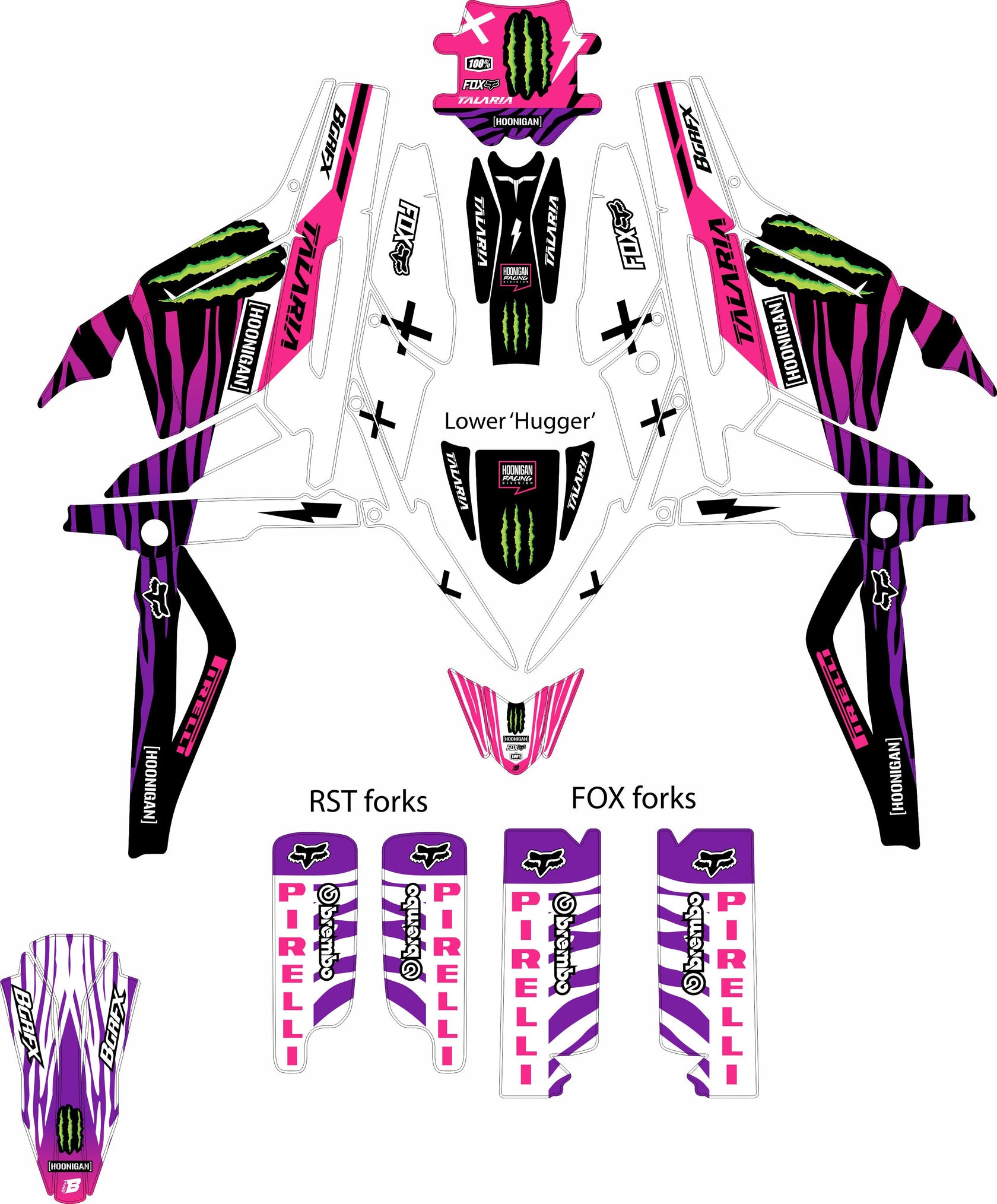 TALARIA STING FULL GRAPHICS KIT ''HOONIGAN WHITE'' DESIGN – bling graphix