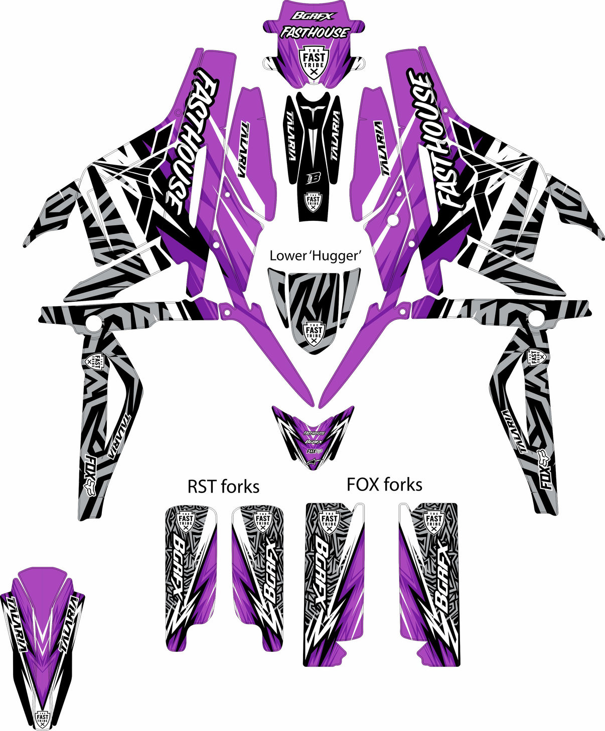 TALARIA STING FULL GRAPHICS KIT ''PULSED PURPLE'' DESIGN – bling graphix