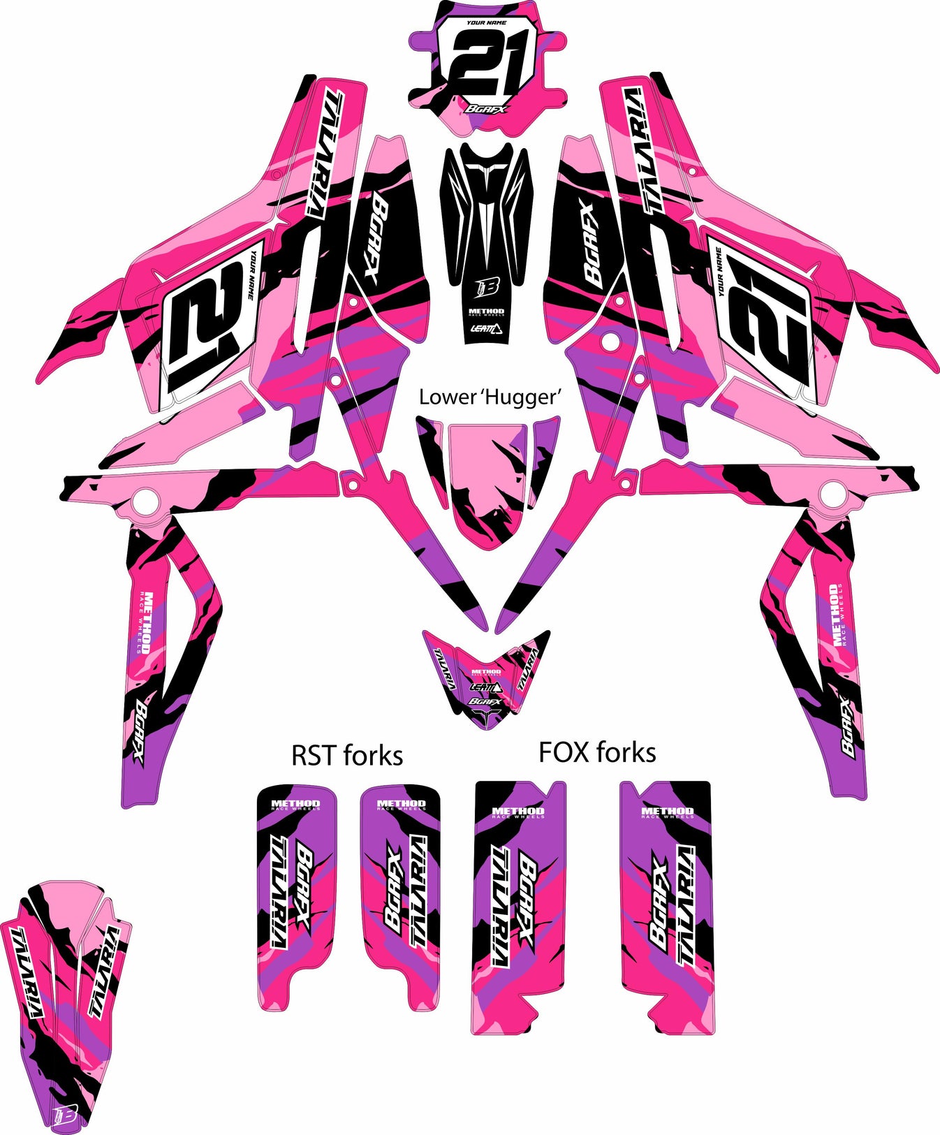 TALARIA STING FULL GRAPHICS KIT ''CAMO V1 PINK'' DESIGN – bling graphix