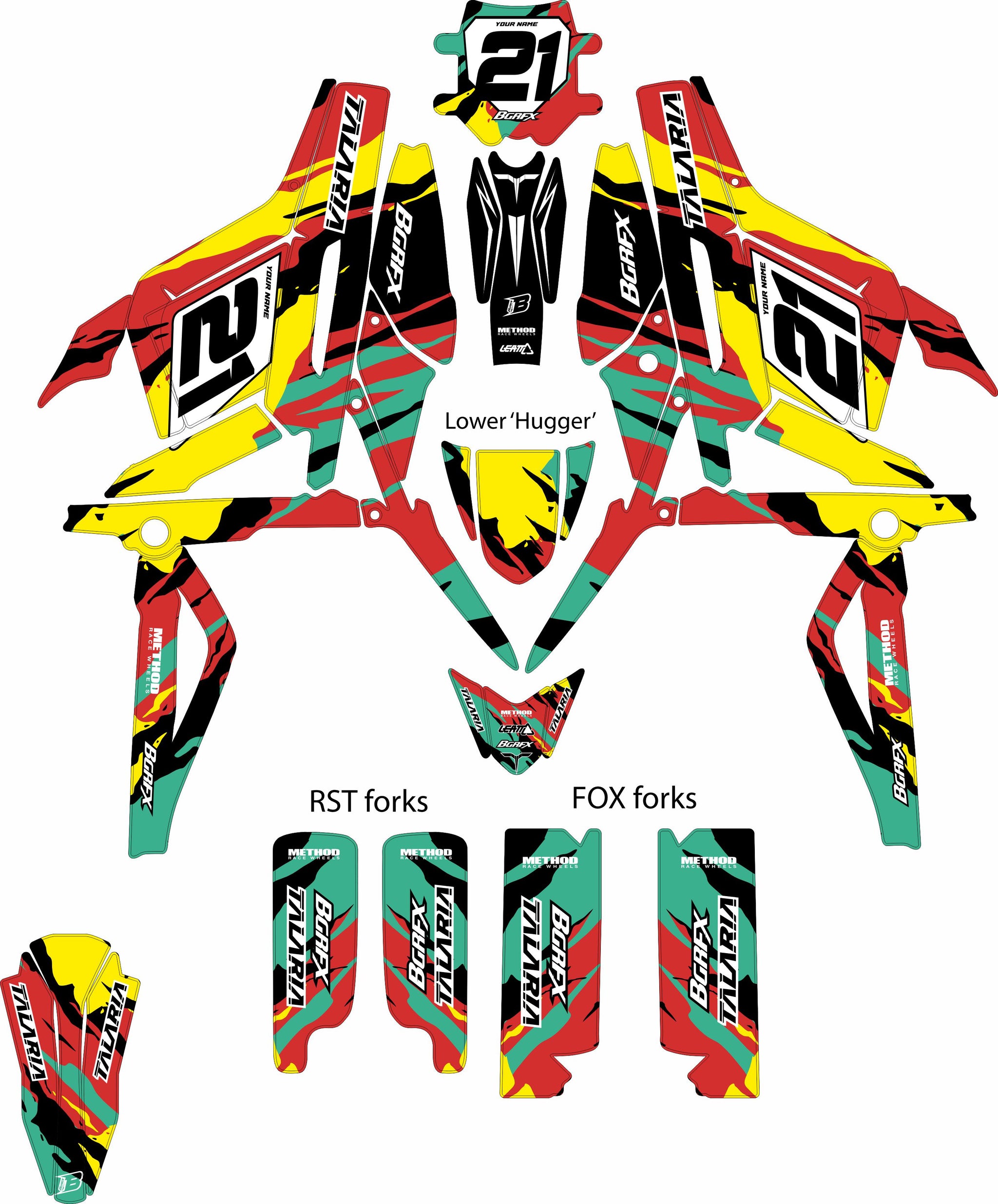 TALARIA STING FULL GRAPHICS KIT ''CAMO V1 RASTA'' DESIGN – bling graphix