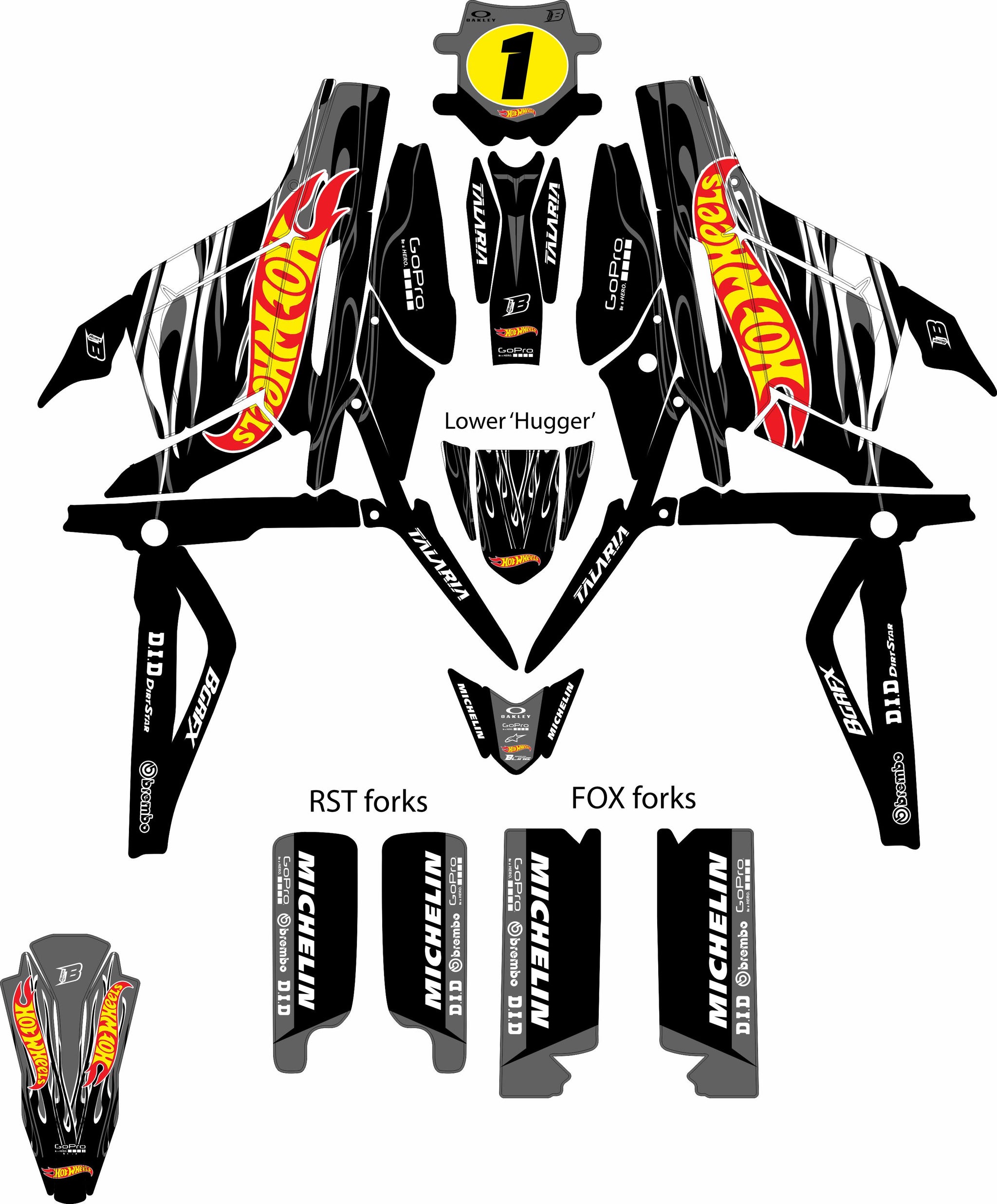 TALARIA STING FULL GRAPHICS KIT ''HOTWHEELS BLACK'' DESIGN – bling graphix