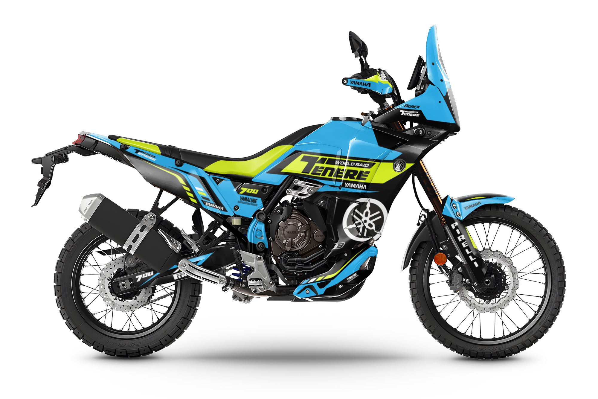 YAMAHA 700 TENERE GRAPHICS KIT ''WORLDRAID FLUO'' DESIGN – bling graphix