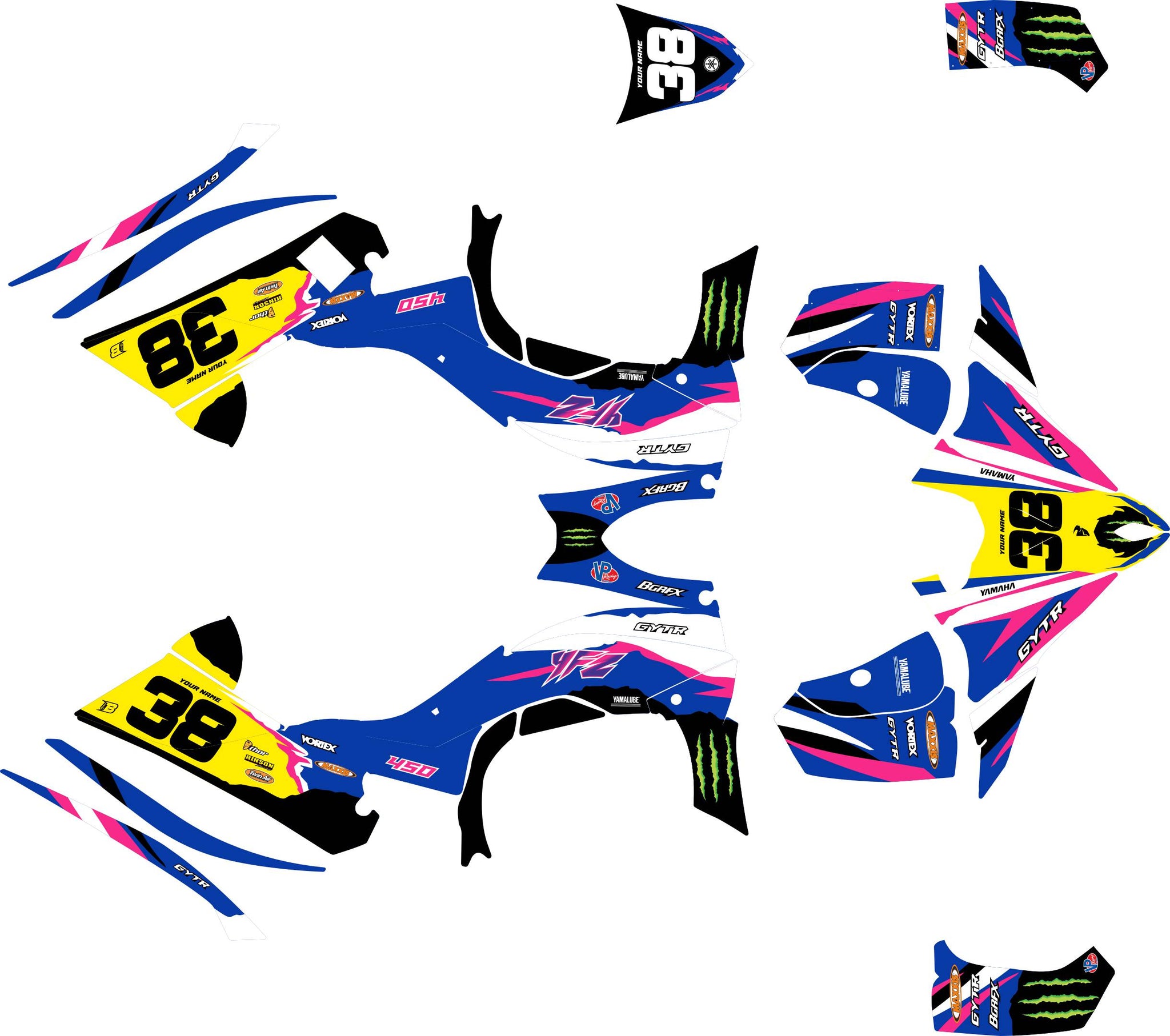 YAMAHA YFZ 450 FULL GRAPHICS KIT ''50TH ANNIVERSARY BLUE'' DESIGN ...