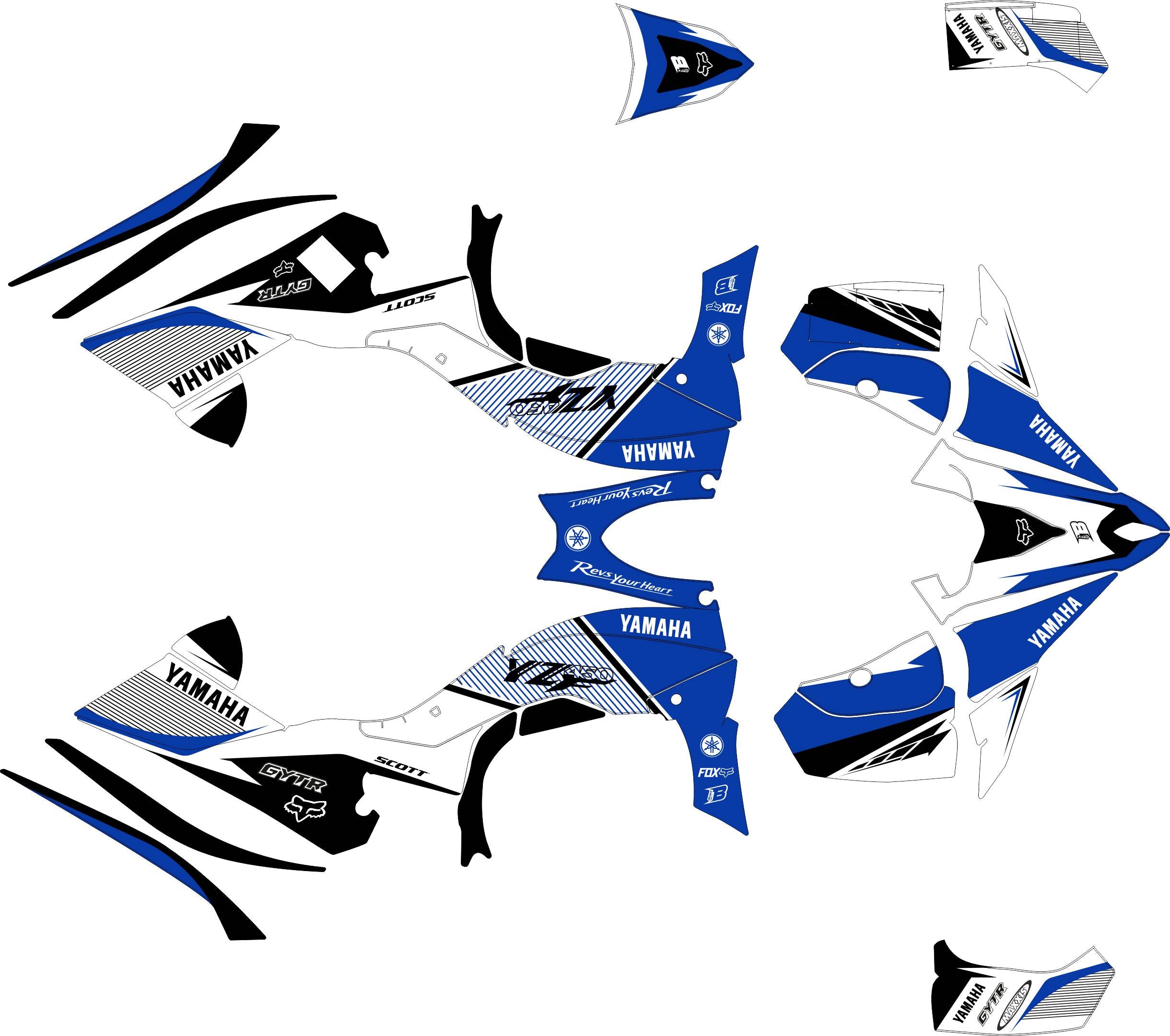 YAMAHA YFZ 450 FULL GRAPHICS KIT ''ORIGINAL BLUE'' DESIGN – bling graphix