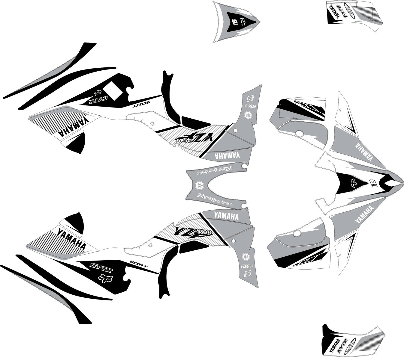 YAMAHA YFZ 450 FULL GRAPHICS KIT ''ORIGINAL GREY'' DESIGN – bling graphix