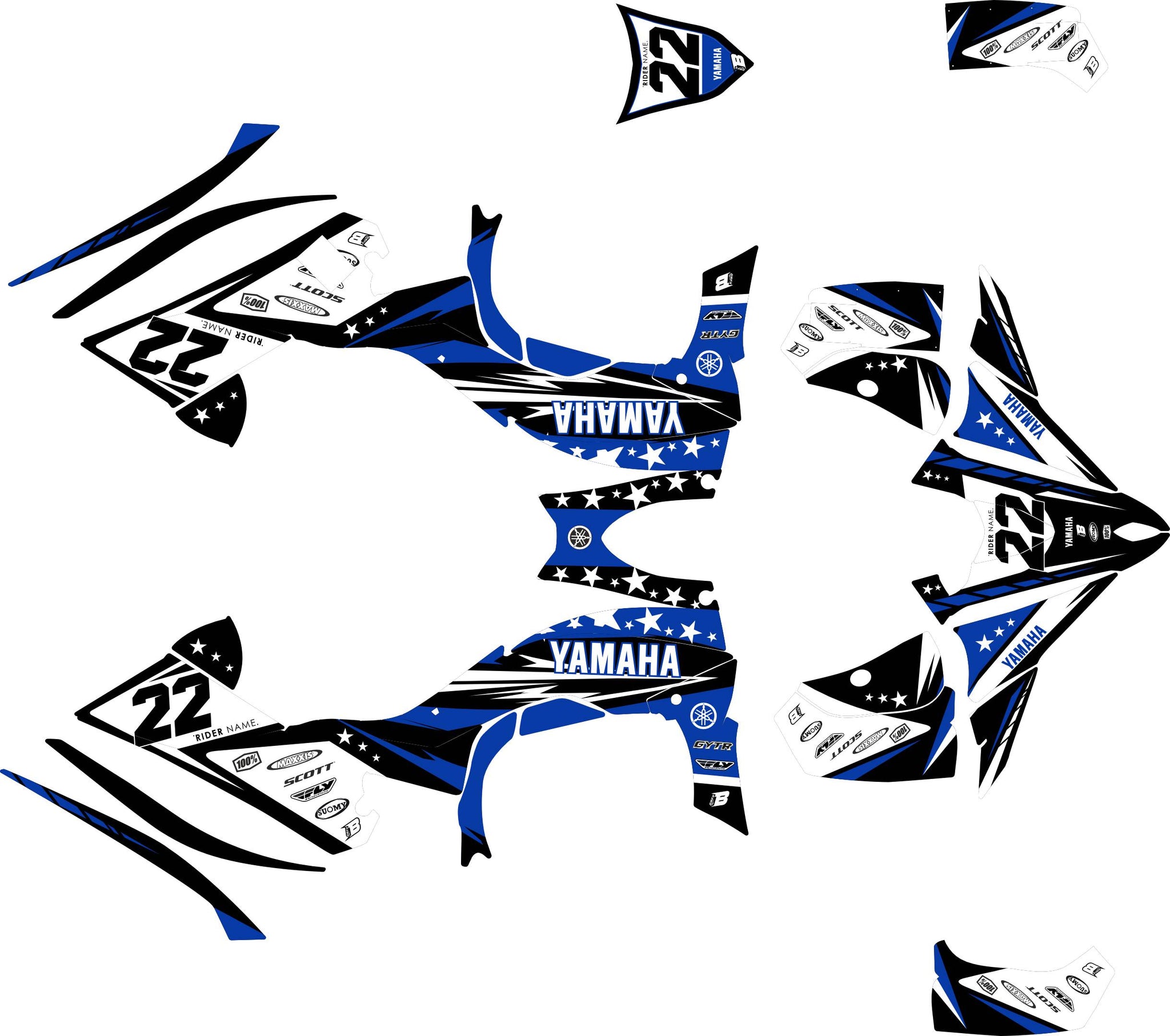 YAMAHA YFZ 450 FULL GRAPHICS KIT ''STARS BLUE'' DESIGN – bling graphix