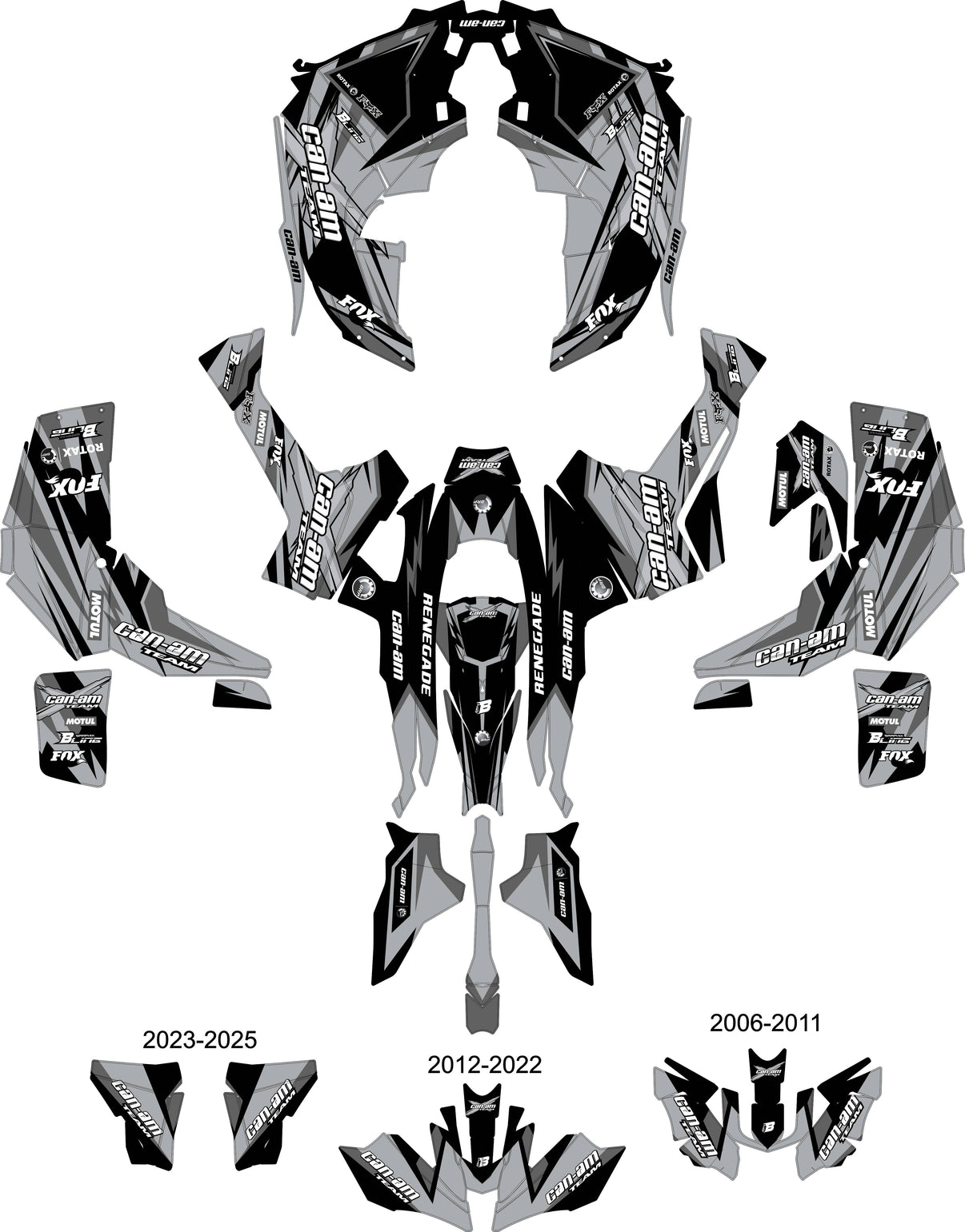 CAN-AM RENEGADE G1 G2 FULL GRAPHICS KIT "ATTACK GREY" DESIGN – bling ...
