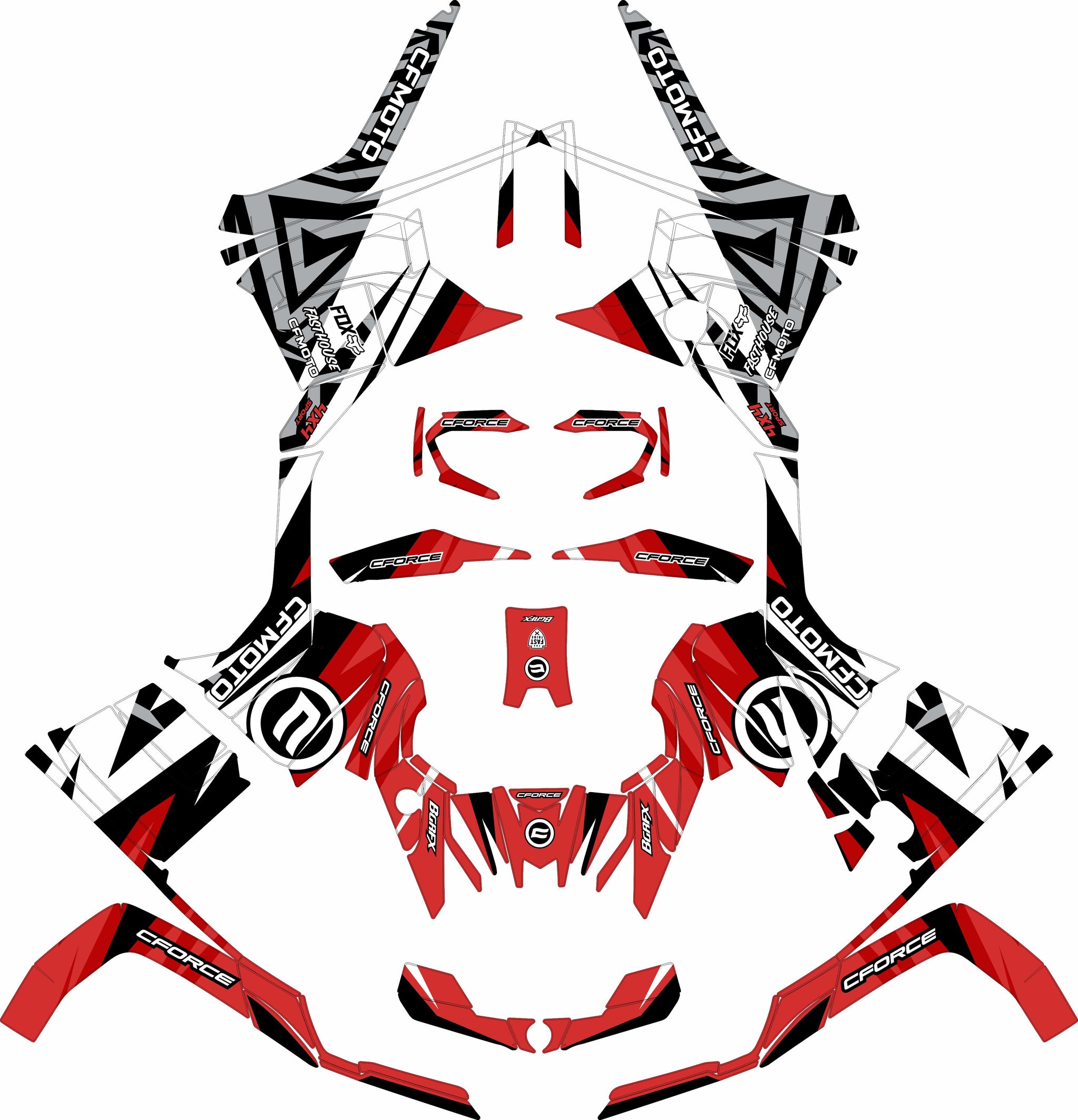 CFMOTO CFORCE G2 FULL GRAPHICS KIT ''PULSED RED'' DESIGN – bling graphix