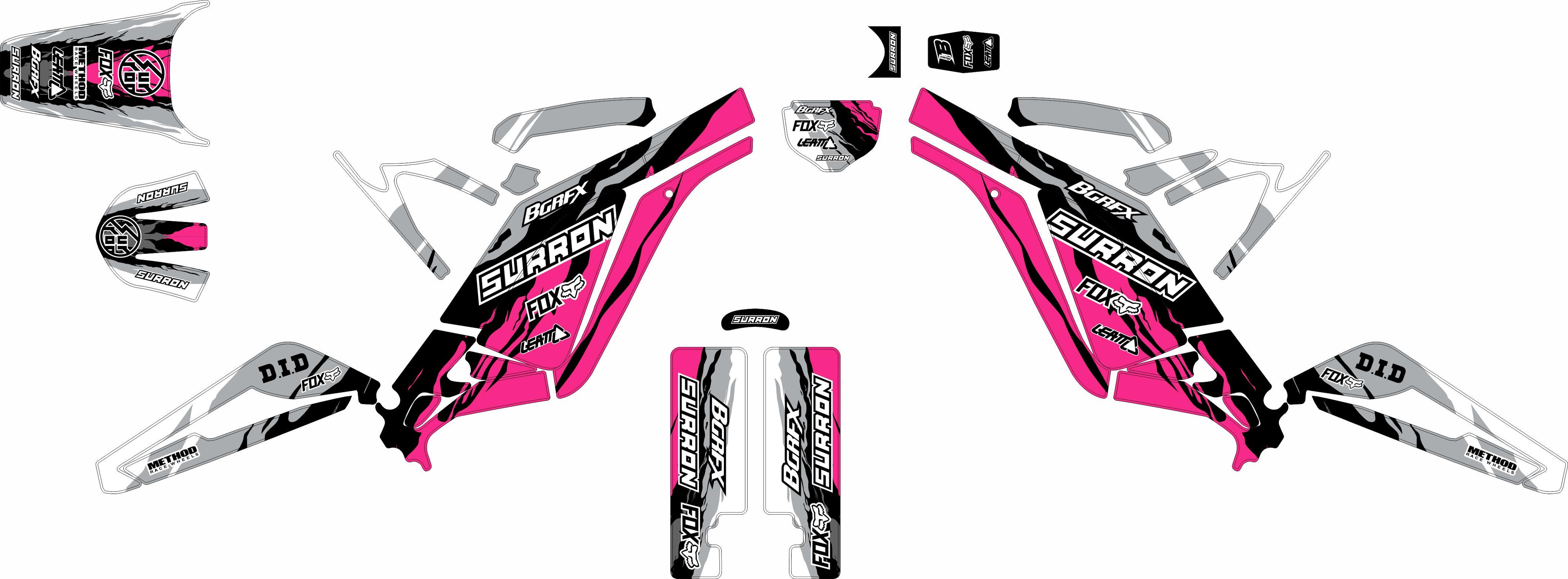 SURRON FULL GRAPHICS KIT ''SPLITED PINK'' DESIGN – bling graphix