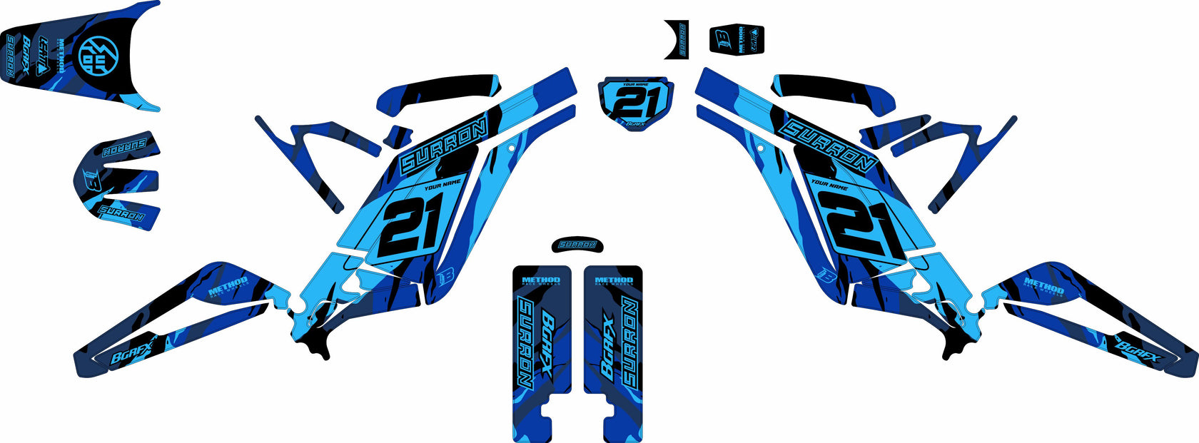 SURRON FULL GRAPHICS KIT ''CAMO V1 BLUE'' DESIGN – bling graphix