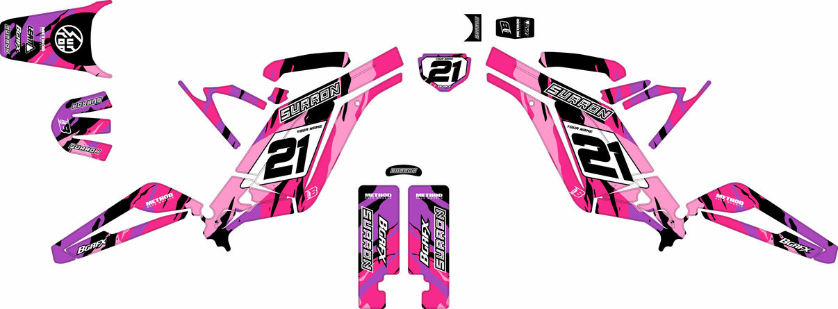 SURRON FULL GRAPHICS KIT ''CAMO V1 PINK'' DESIGN – bling graphix