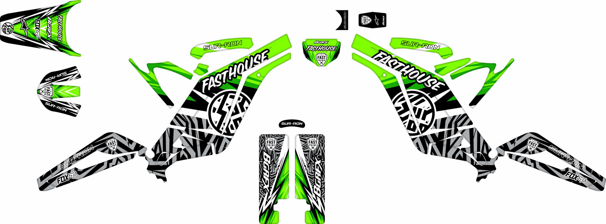 SURRON FULL GRAPHICS KIT ''PULSED GREEN'' DESIGN – bling graphix