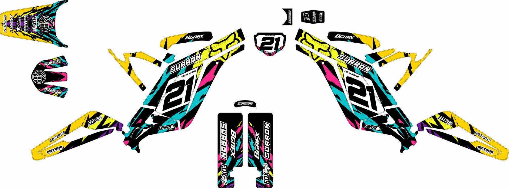 SURRON FULL GRAPHICS KIT ''RAVED COLORED'' DESIGN – bling graphix