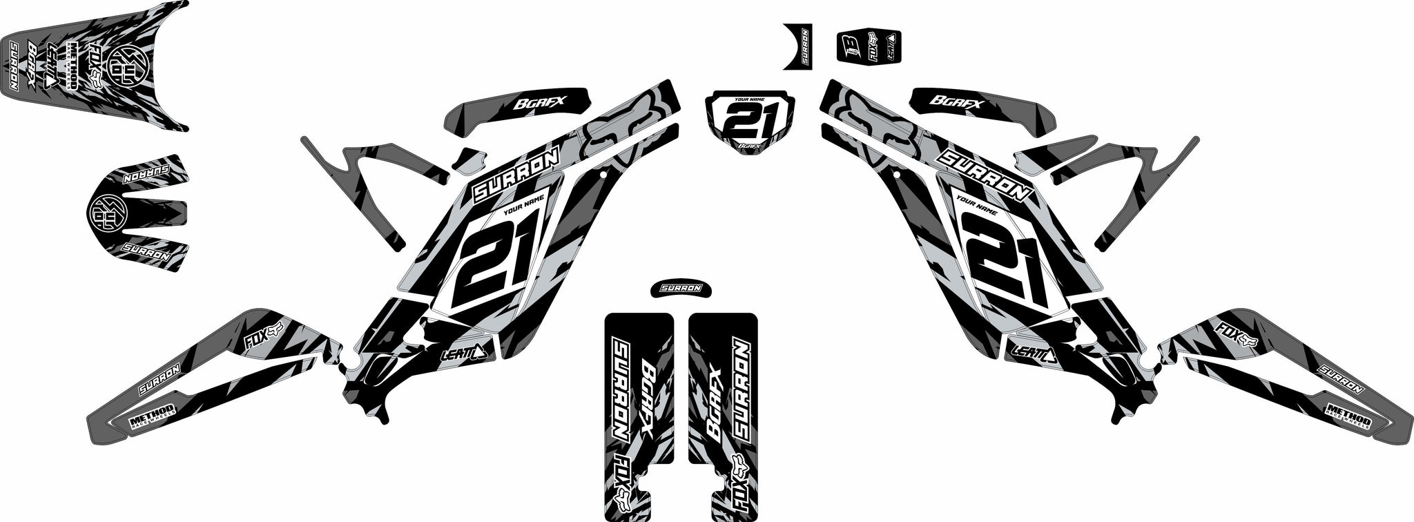 SURRON FULL GRAPHICS KIT ''RAVED GREY'' DESIGN – bling graphix