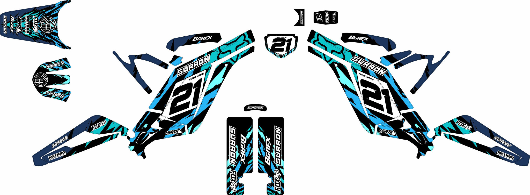 SURRON FULL GRAPHICS KIT ''RAVED ICE BLUE'' DESIGN – bling graphix