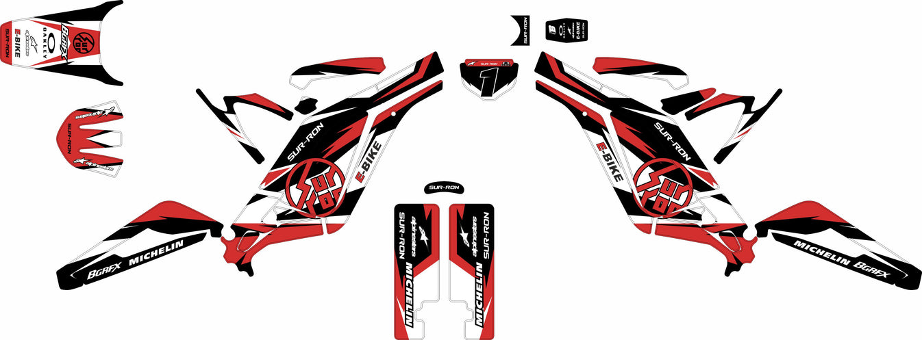 SURRON FULL GRAPHICS KIT ''SHARPED RED'' DESIGN – bling graphix