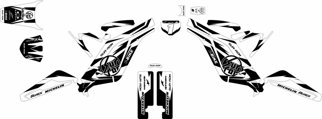 SURRON FULL GRAPHICS KIT ''SHARPED W&B'' DESIGN – bling graphix