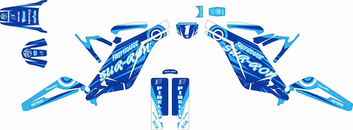 SURRON FULL GRAPHICS KIT ''STRIPED BLUE'' DESIGN – bling graphix