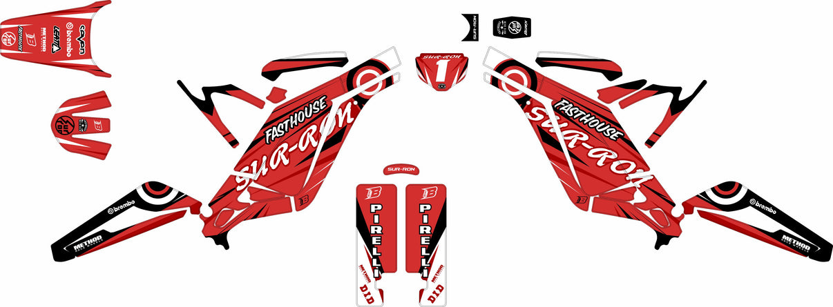 SURRON FULL GRAPHICS KIT ''STRIPED RED'' DESIGN – bling graphix