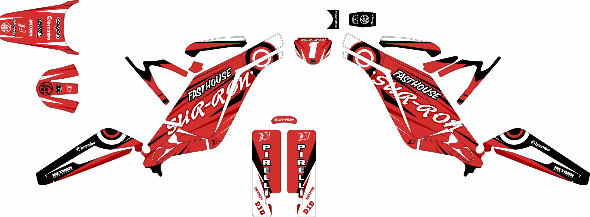 SURRON FULL GRAPHICS KIT ''STRIPED RED'' DESIGN – bling graphix