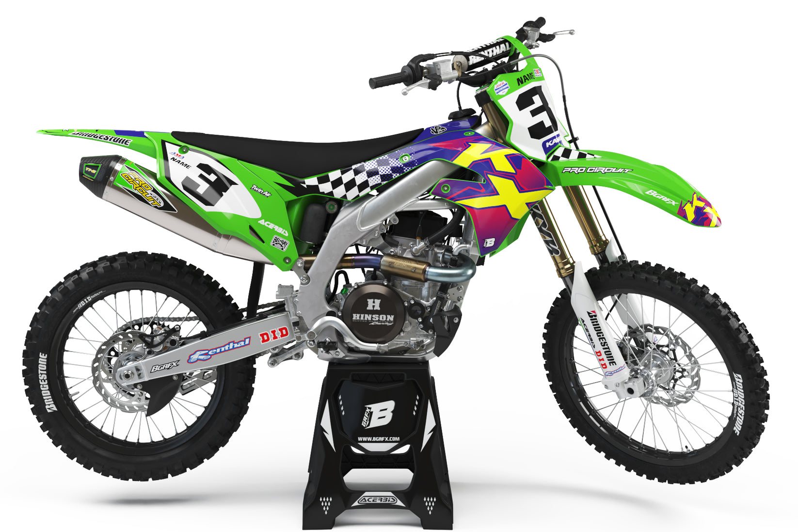 GRAPHICS KIT FOR KAWASAKI ''RETRO KX'' DESIGN – bling graphix
