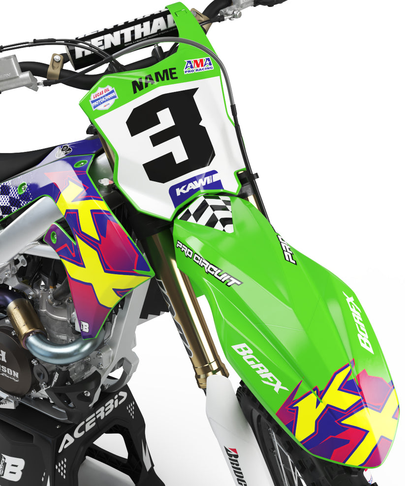 GRAPHICS KIT FOR KAWASAKI ''RETRO KX'' DESIGN – bling graphix