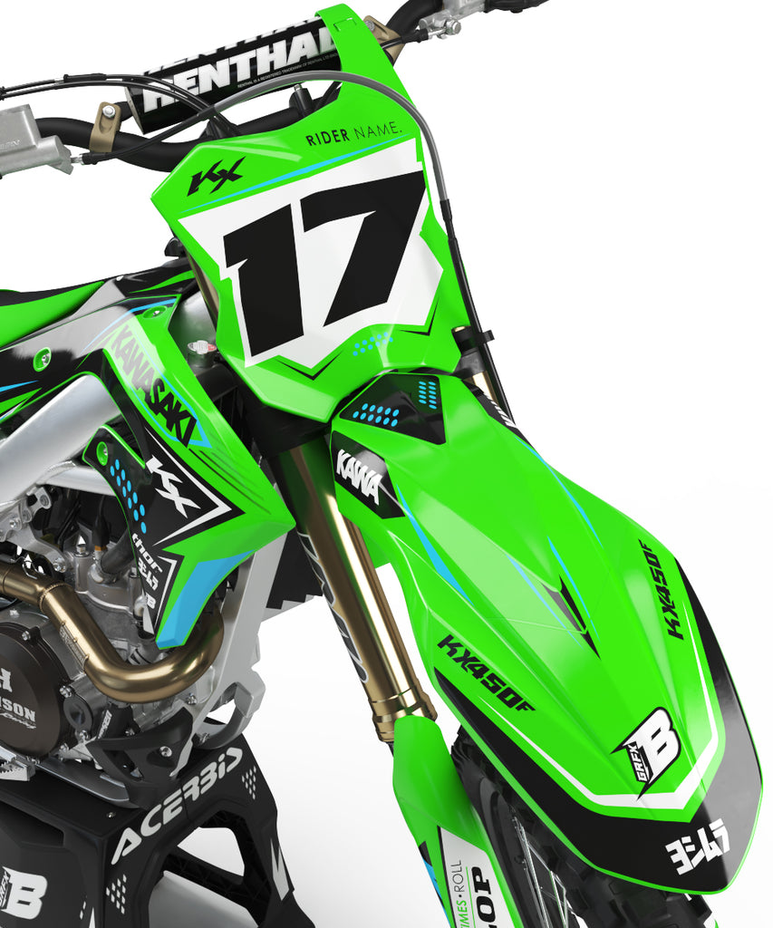 GRAPHICS KIT FOR KAWASAKI ''RAZOR GREEN'' DESIGN – bling graphix